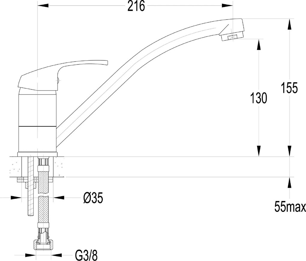 Aqualine 35 stojánková dřezová baterie chrom 52139