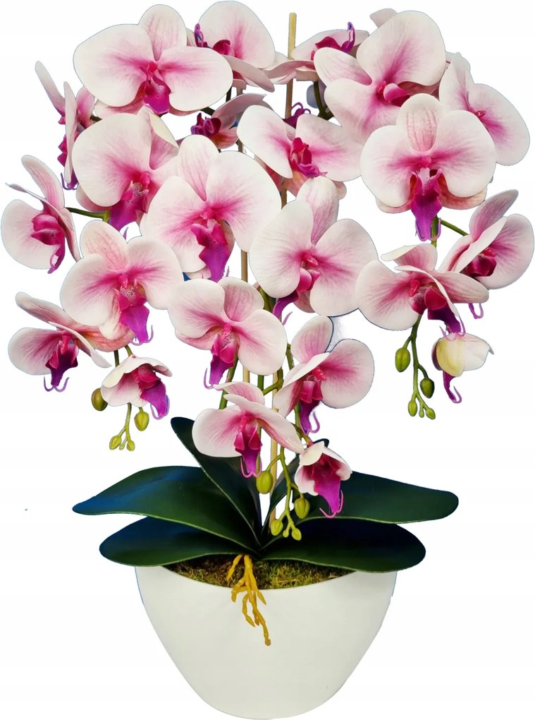 Orchidej umělý jako živé růžové květy orchidej 60 cm bílý květináč
