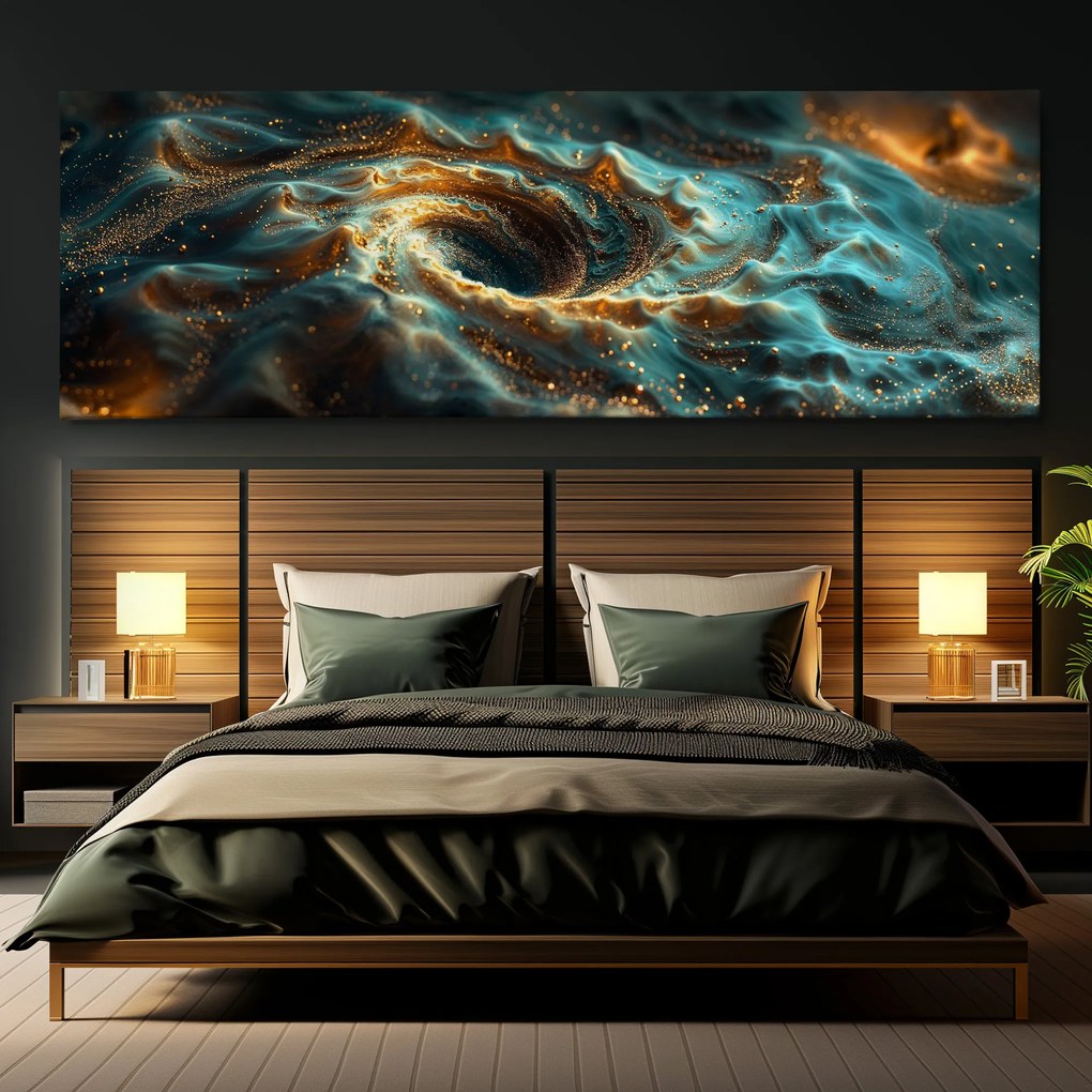 Obraz na plátně - Galaxie Aureus FeelHappy.cz Velikost obrazu: 210 x 70 cm