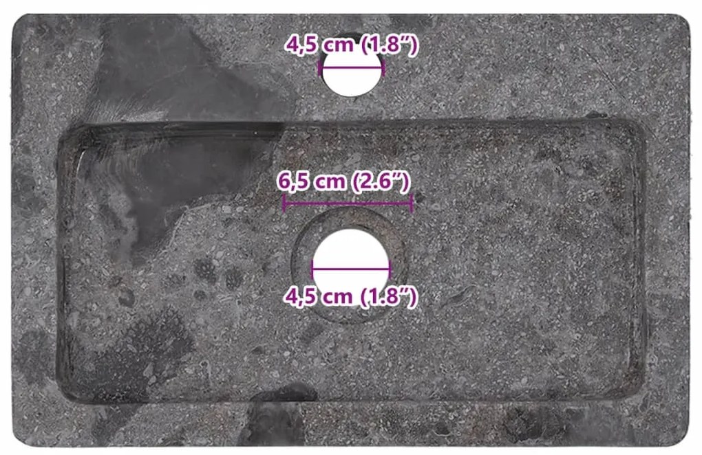 vidaXL Marketos Nástěnné umyvadlo šedé 38 x 24 x 6,5 cm mramor