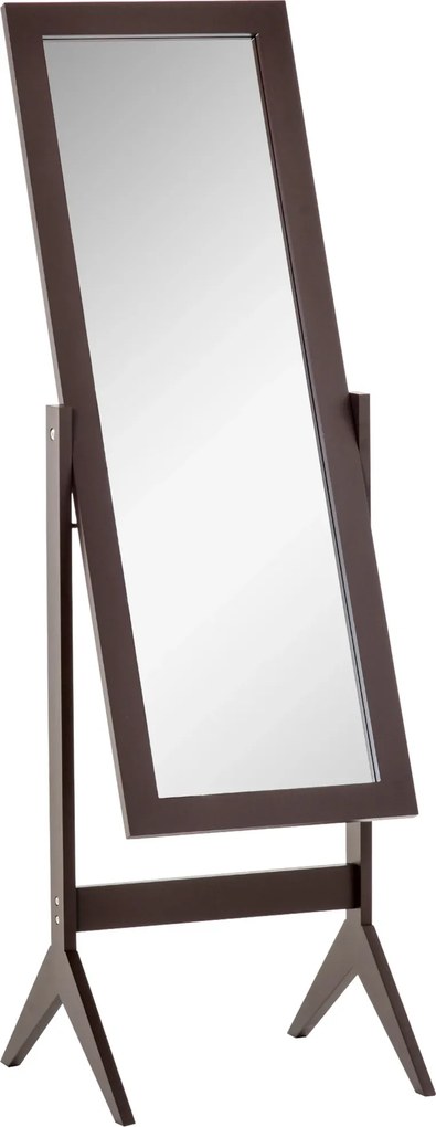 HOMCOM Stojací zrcadlo Zrcadlo v plné délce Zrcadlo pro líčení se zvýšenými nožičkami Snadno udržovatelné MDF Káva 47 x 46 x 148 cm do ložnice a před…
