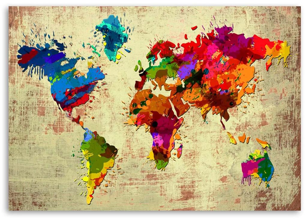 Gario Obraz na plátně Barevná mapa světa Rozměry: 60 x 40 cm