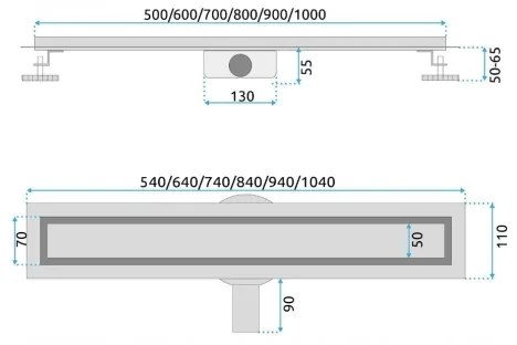 REA-G5809 - Odtokový žlab NEOX PRO 80 cm nerezová ocel