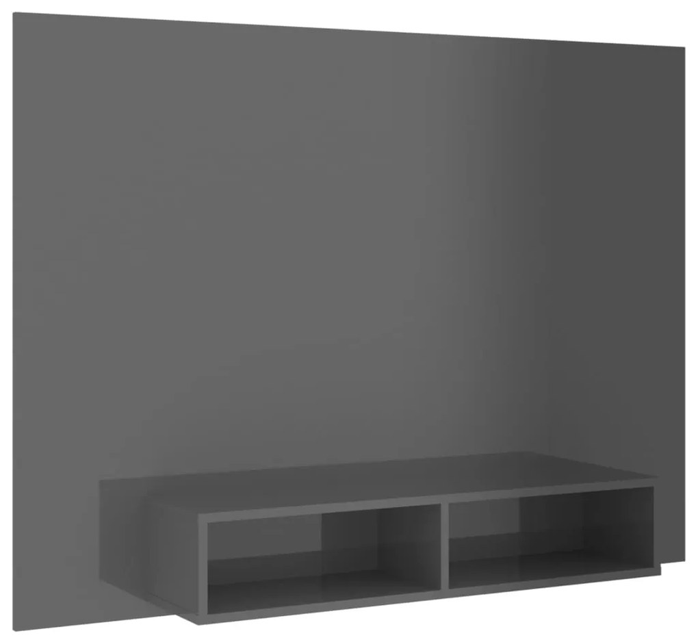 vidaXL Nástěnná TV skříňka šedá vysoký lesk 135x23,5x90 cm dřevotříska