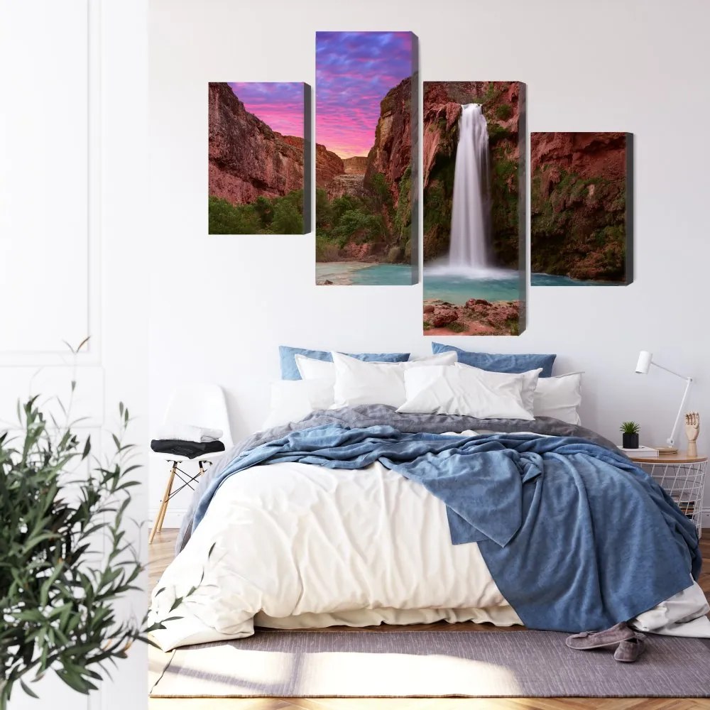Vícedílný obraz Vodopády Havasupai Nedostatek Nedostatek Přírodní plátno 240x150