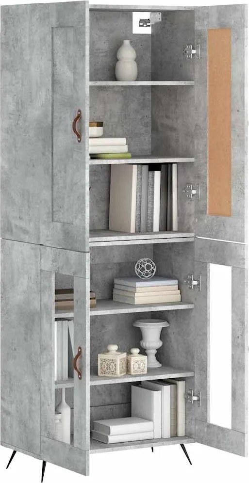 Skříň highboard betonově šedá 69,5x34x180 cm kompozitní dřevo 3199597