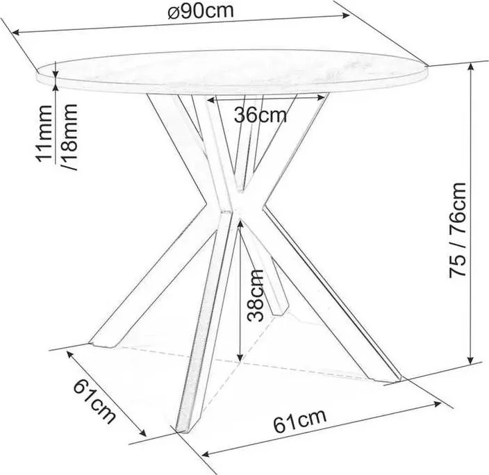 Jídelní stůl Talia 90 cm, mramor / černá
