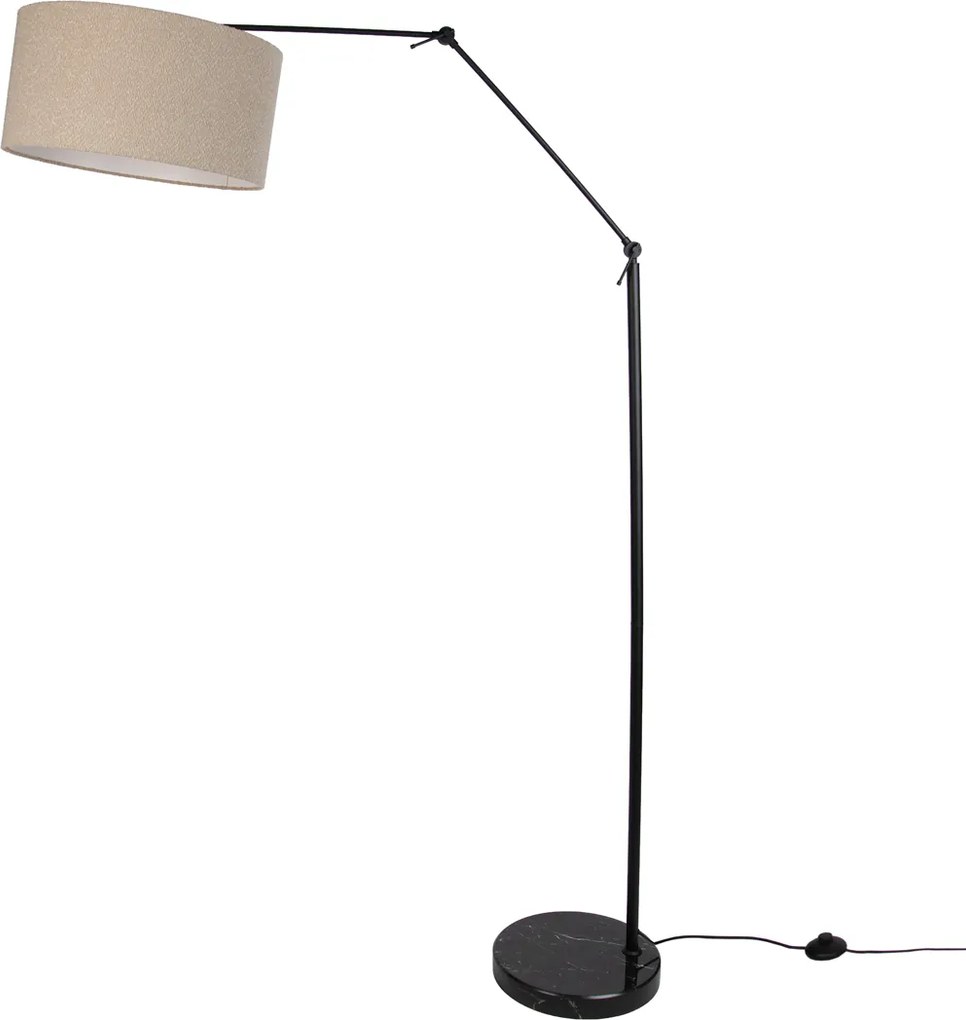 Nastavitelná černá stojací lampa s béžovým stínidlem z teddy látky 50 cm - Editor