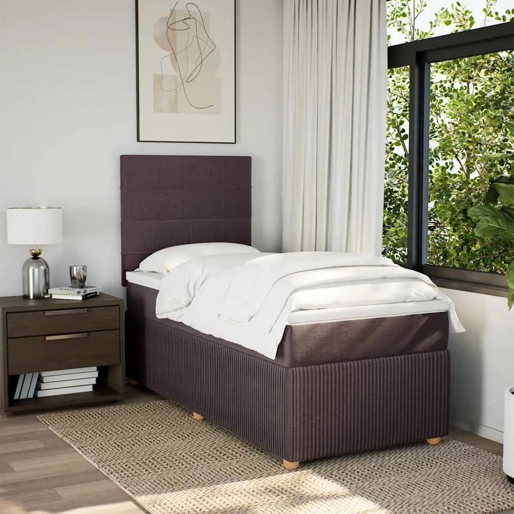 Box spring postel s matrací tmavě hnědá 90x200 cm textil 3291942