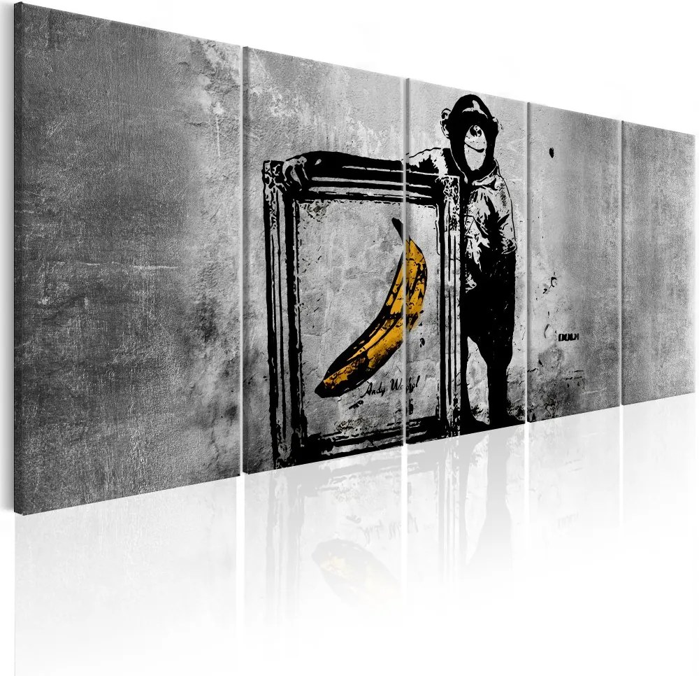 Obraz na plátně Bimago - Banksy: Monkey with Frame 225x90 cm