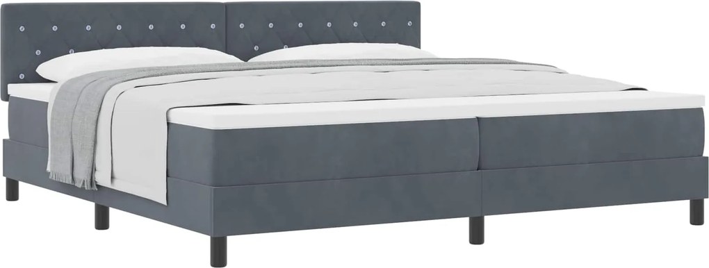 Postel s boxspringem s matrací Tmavě šedá 200 x 200 cm samet 3339129
