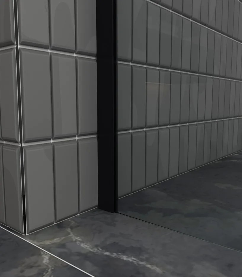 Erga Paris, sprchová zástěna Walk-In 30x200 cm, 8mm šedé sklo, černý profil, ERG-V02-PARIS-030x200-GR-BK