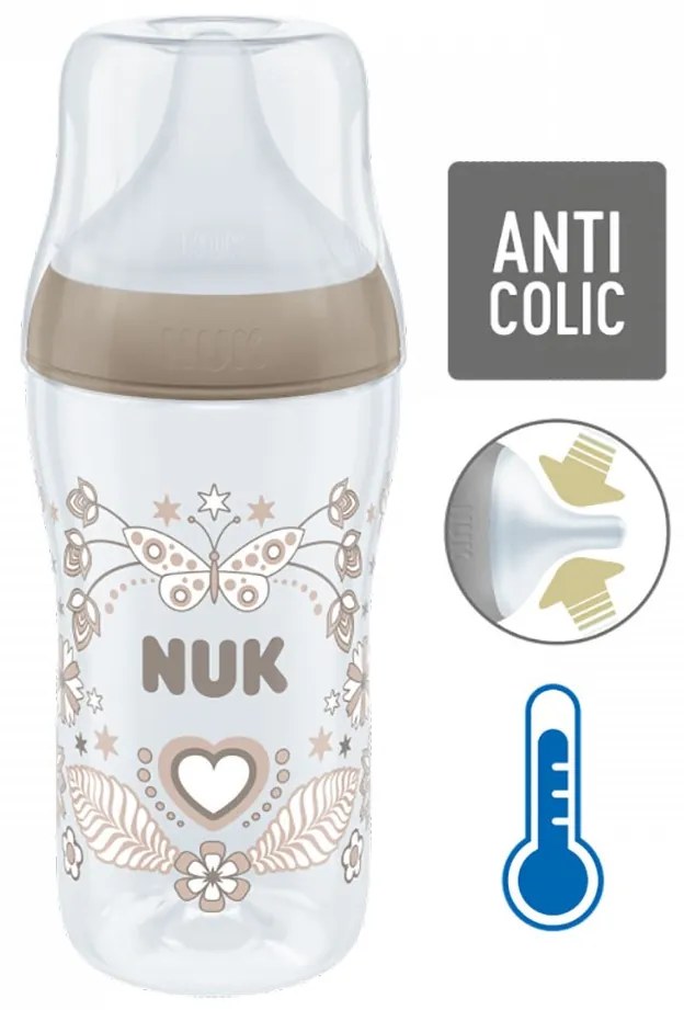 Kojenecká láhev NUK Perfect Match Temperature Control 260 ml hnědá Barva: Hnědá