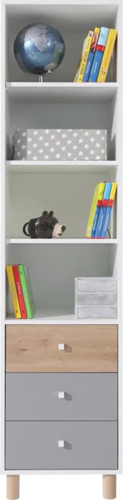 FARO | regál FR7 | 45 cm | s policemi a zásuvkami | bílá/artisan/šedá
