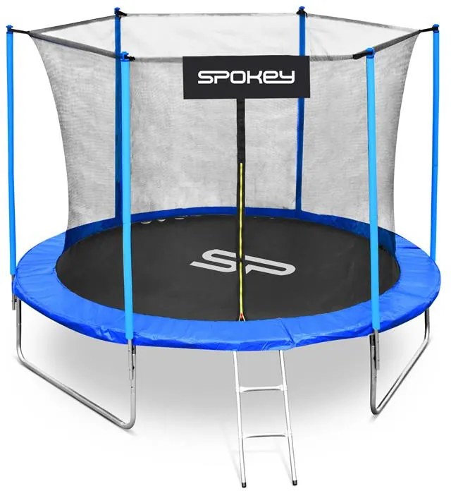 Spokey JUMPER II Trampolína černo-modrá, průměr 305 cm, vč. ochranné sítě a žebříku