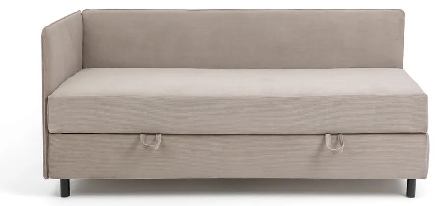 Taupe čalouněná jednolůžková postel s úložným prostorem s matrací 90x200 cm Avela - II. jakost – Bonami Selection