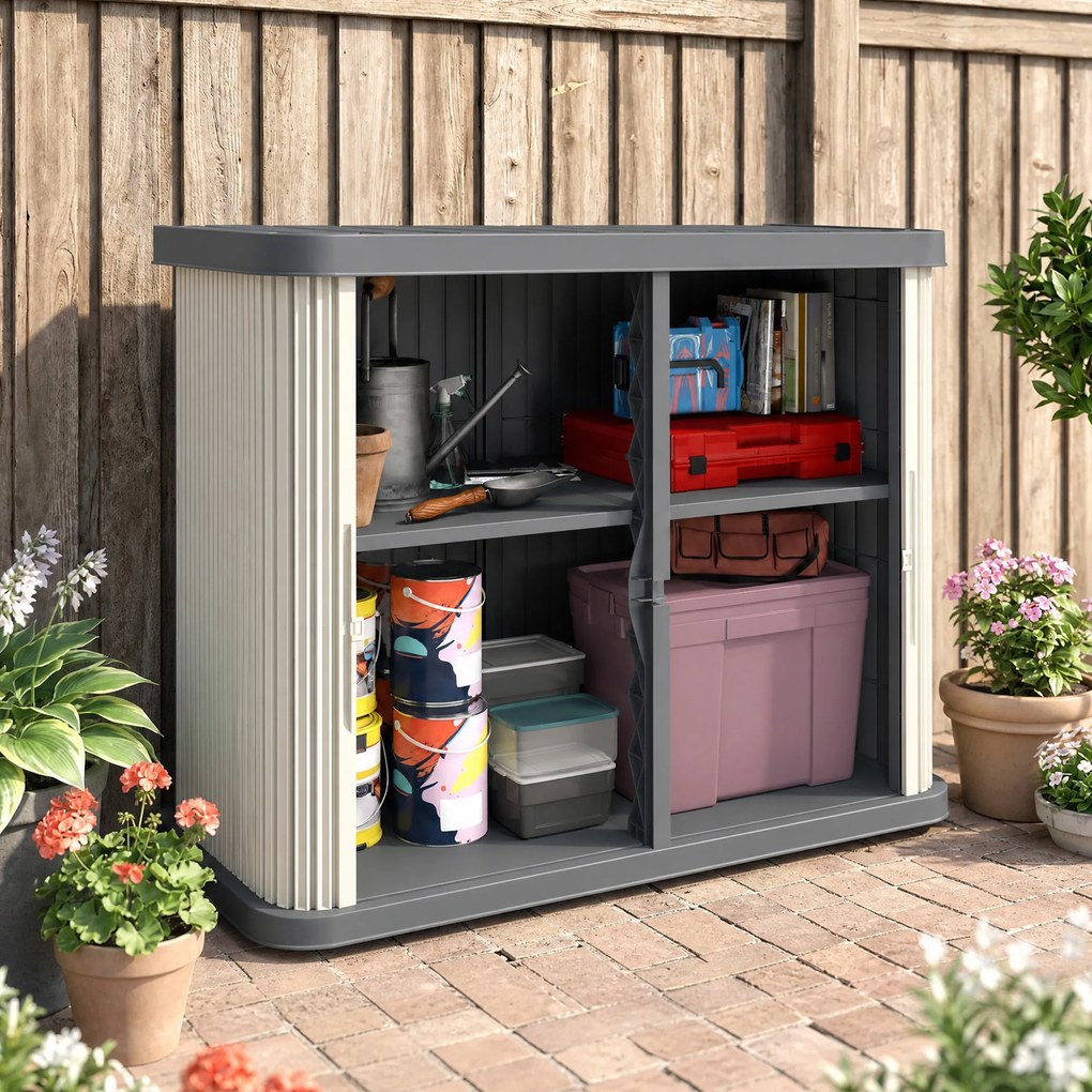 Outsunny Zahradní úložný box 480 l s posuvnými dveřmi
