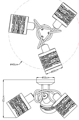Globo 15342-3D - Přisazený lustr TUNNO 3xE14/15W/230V