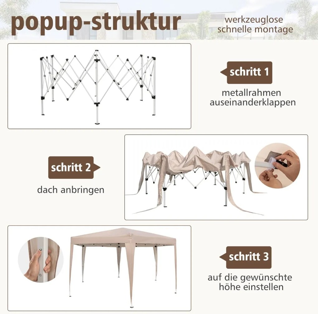 Costway Šestihranný vyskakovací stan s baldachýnem se staženými nohami a taškou