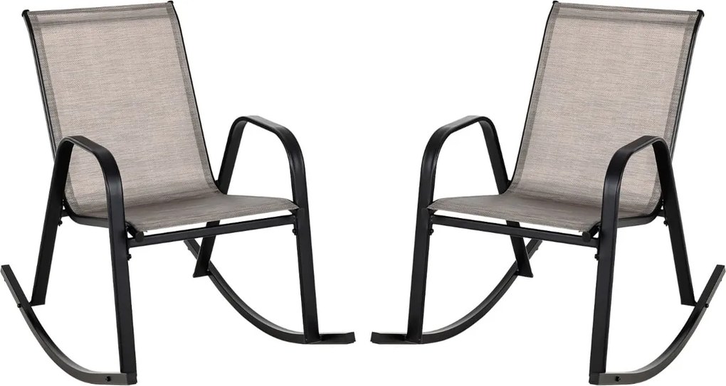 Costway Sada 2 houpacích křesel s prodyšným látkovým sedákem Ergonomická
