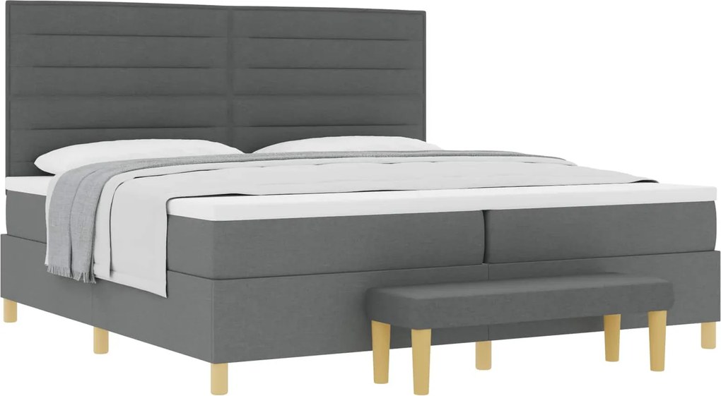 Postel s boxspringem s matrací Tmavě šedá 200 x 200 cm textil 3344248