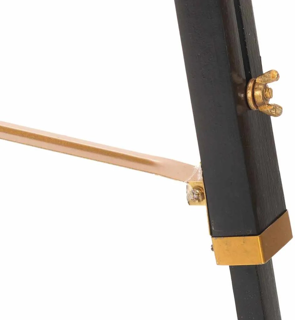 Stojací lampa stativ černá a zlatá masivní teak 141 cm 288076