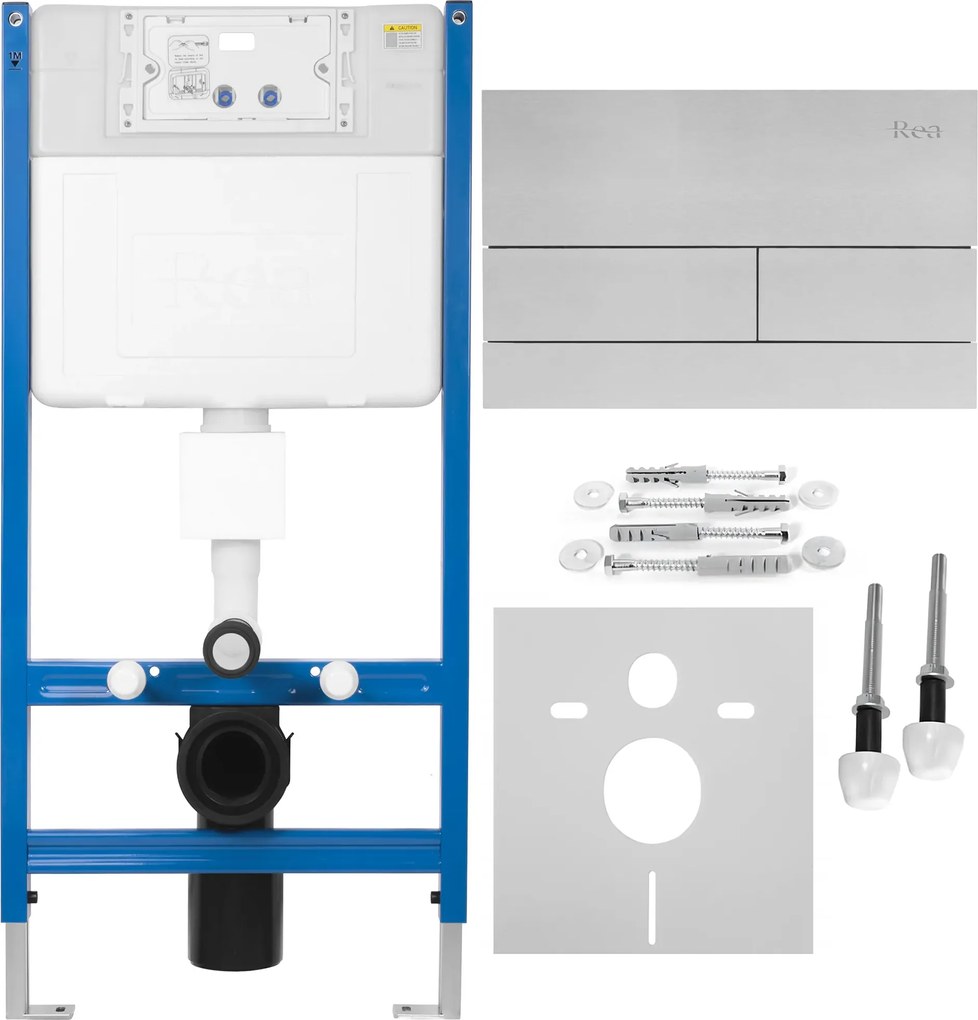Rea Rea, Podomítkový WC systém K011A-Q + tlačítka T Brush Steel, KPL-E0057