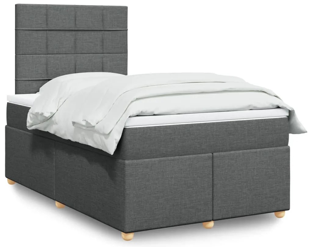 Box spring postel s matrací tmavě šedá 120x190 cm textil
