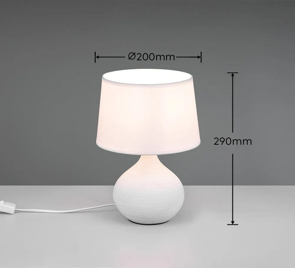 Bílá stolní lampa z keramiky a tkaniny Reality Martin, výška 29 cm