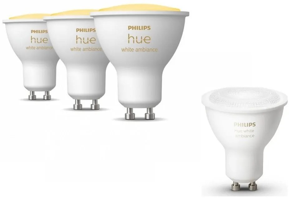 Sada chytrého osvětlení philips huewa 4.3w gu10 eur + philips huewa 4.3w gu10 3p eur
