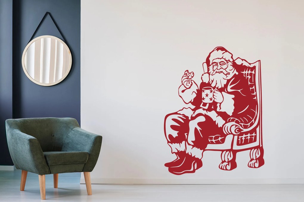 Lepy.cz Samolepka na zeď Santa Claus sedící Velikost (šířka x výška): 85x109cm, Barevná varianta: Karafiátová růžová