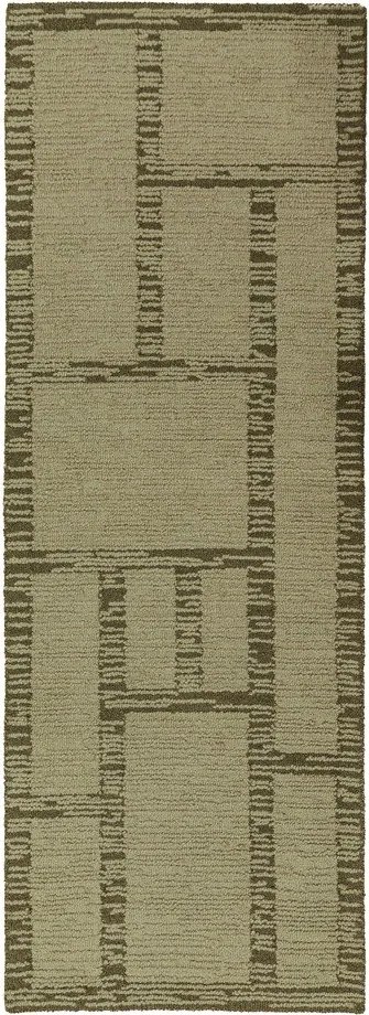 Zelený ručně tkaný vlněný běhoun 80x230 cm Harris Modula Wool – Flair Rugs