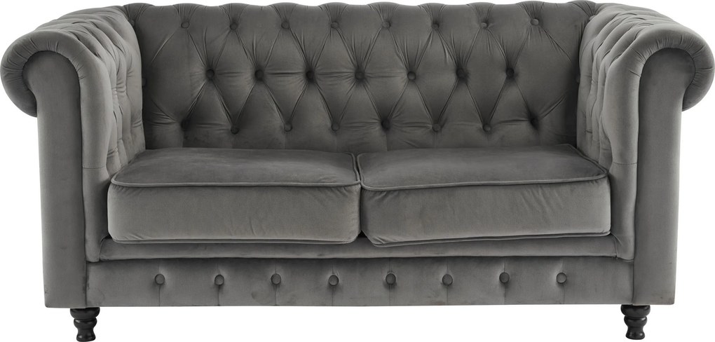 XXXLutz POHOVKA CHESTERFIELD, dřevo, textil, šedá, černá Xora - Pohovky - 000239009101