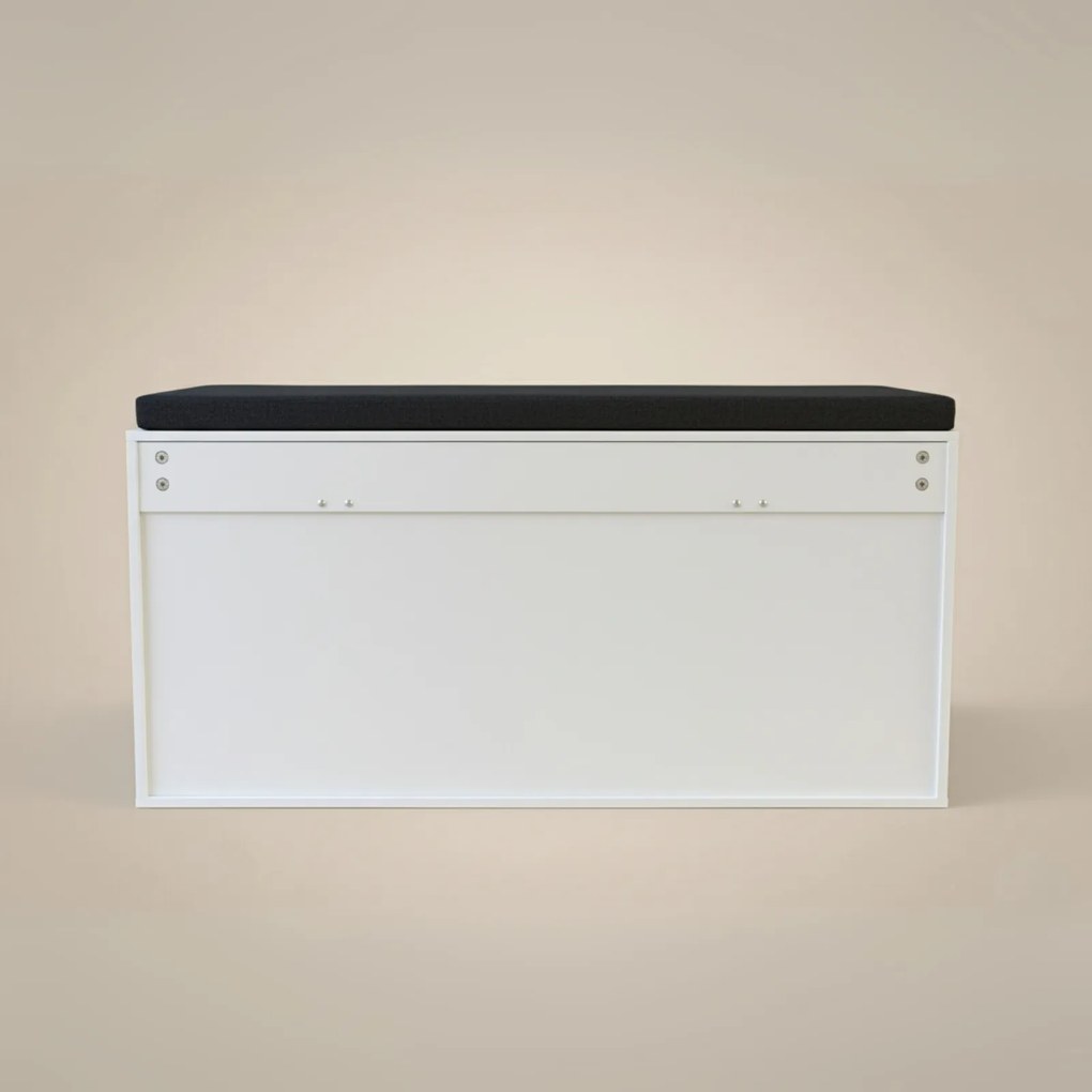 Botník bílý se sedákem a výsuvnými policemi GRADIA, 100 x 34 x 50 cm