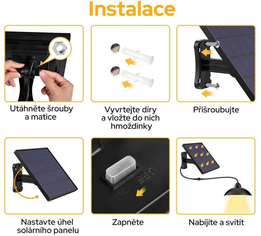 Bezdoteku LEDSolar 12 solární závěsná lampa na zahradu s dálkovým ovládáním, iPRO, 8W, studené světlo