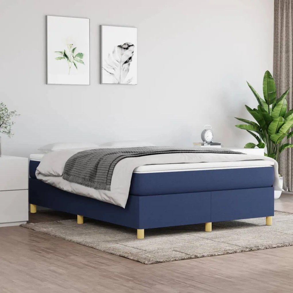 Rám postele s boxspringem modrý 140 x 190 cm textil 3120959