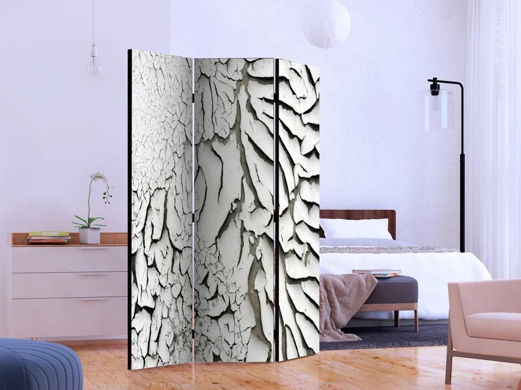 Pokojová zástěna Znamení času - abstraktní textura zdi s odchlíplou bílou barvou