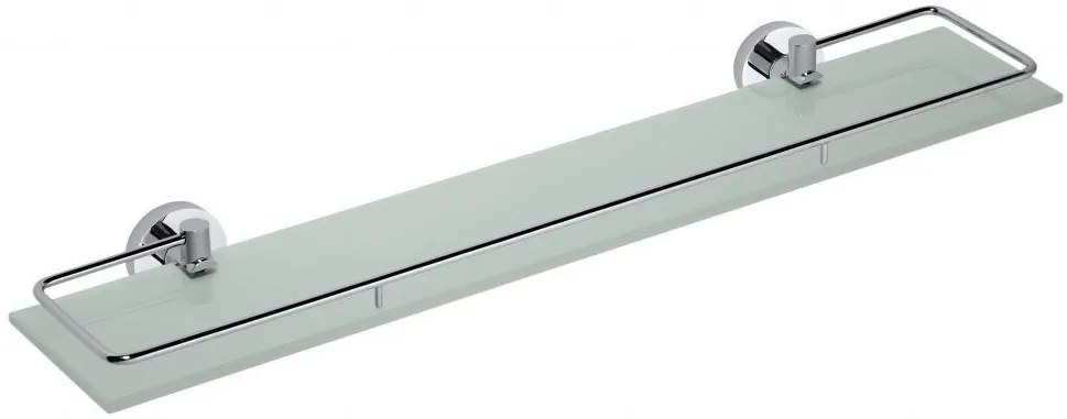 Sapho Sapho, X-ROUND E polička skleněná s výklopnou hrazdou 600x130mm, mléčné sklo, chrom, XR600
