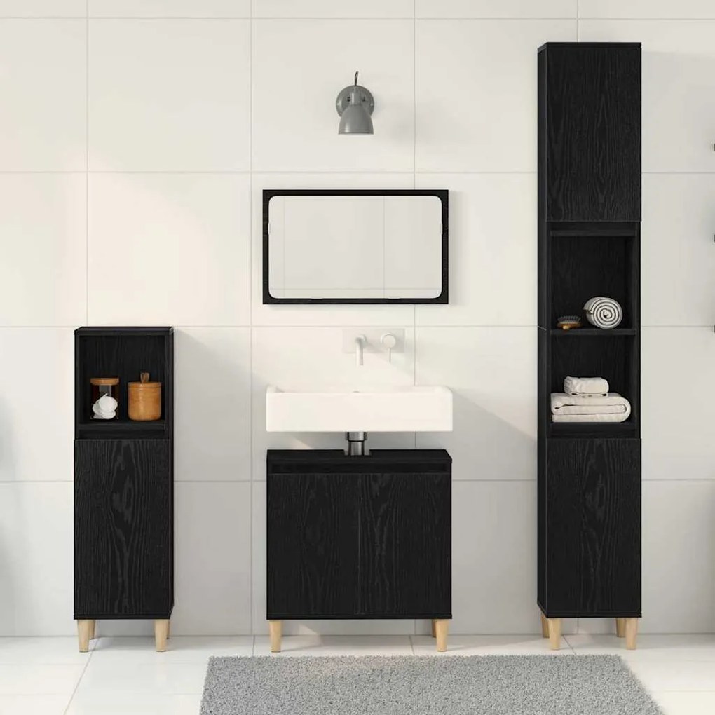 Sada koupelnového nábytku 3 ks Černý dub 30 x 30 x 180 cm 3333088