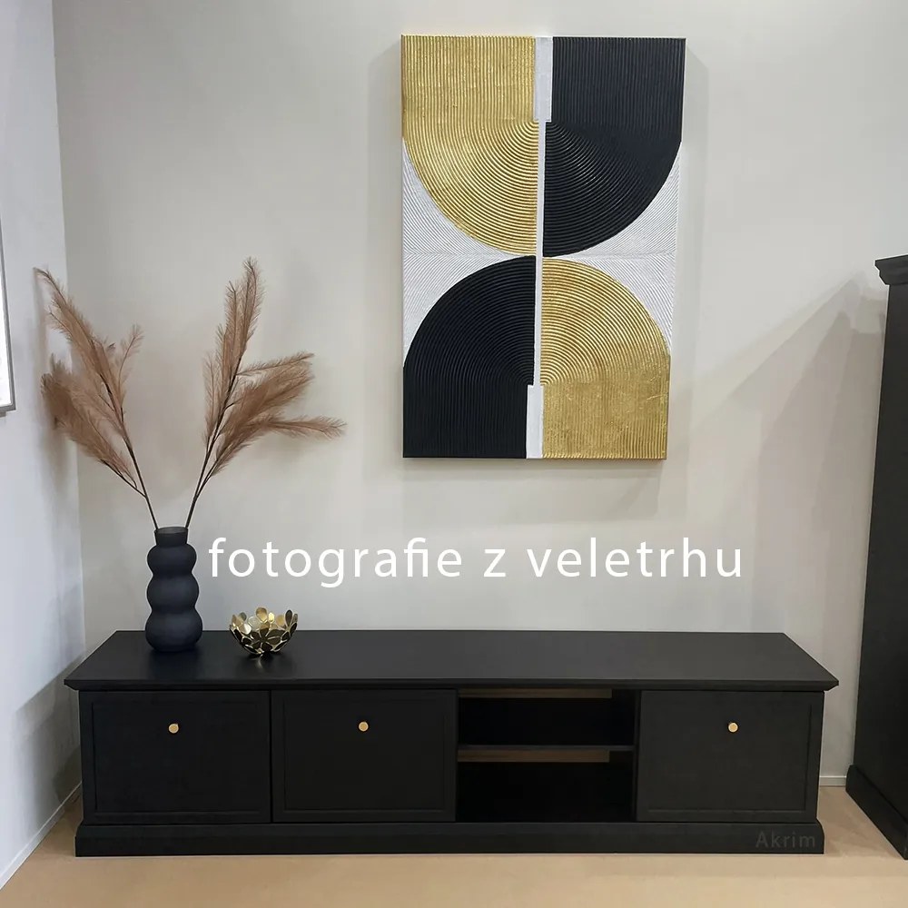 LUCCA c | vitrína W4D2S s policemi a zásuvkami | 114,4 cm | černá