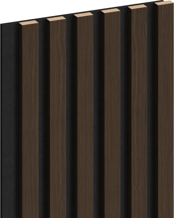 Mexen Lam-F, akustické stěnové lamely 275 × 30 cm, plstěný podklad 8 mm, technická dýha, ořech palisandrový, S105-275307-3015-021