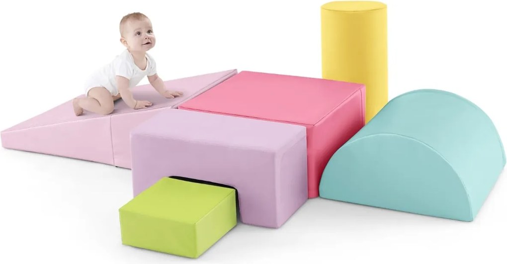 Costway 6 PCS. Pěnové stavebnice Obří stavebnice na běhání a lezení Světle