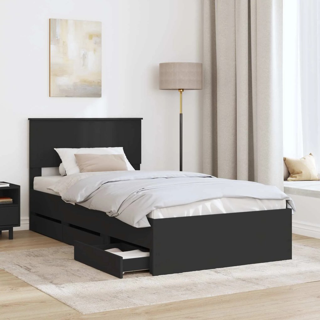 Rám postele se zásuvkou Černá 100 x 200 cm Inženýrské dřevo 3410736