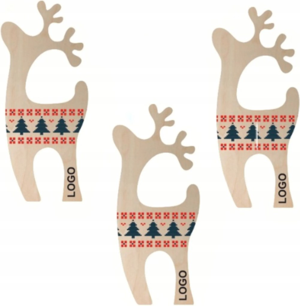 Sada 3 ks Sobí Vánoční dřevěné S Logem Firmy Scandi jelínek Z79