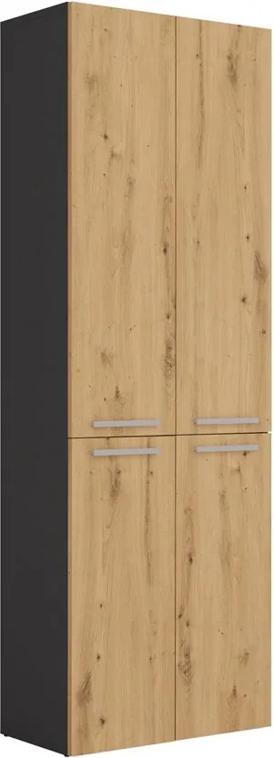 Koupelnový sloupek s košem na prádlo NEL 1K DD antracit/dub artisan