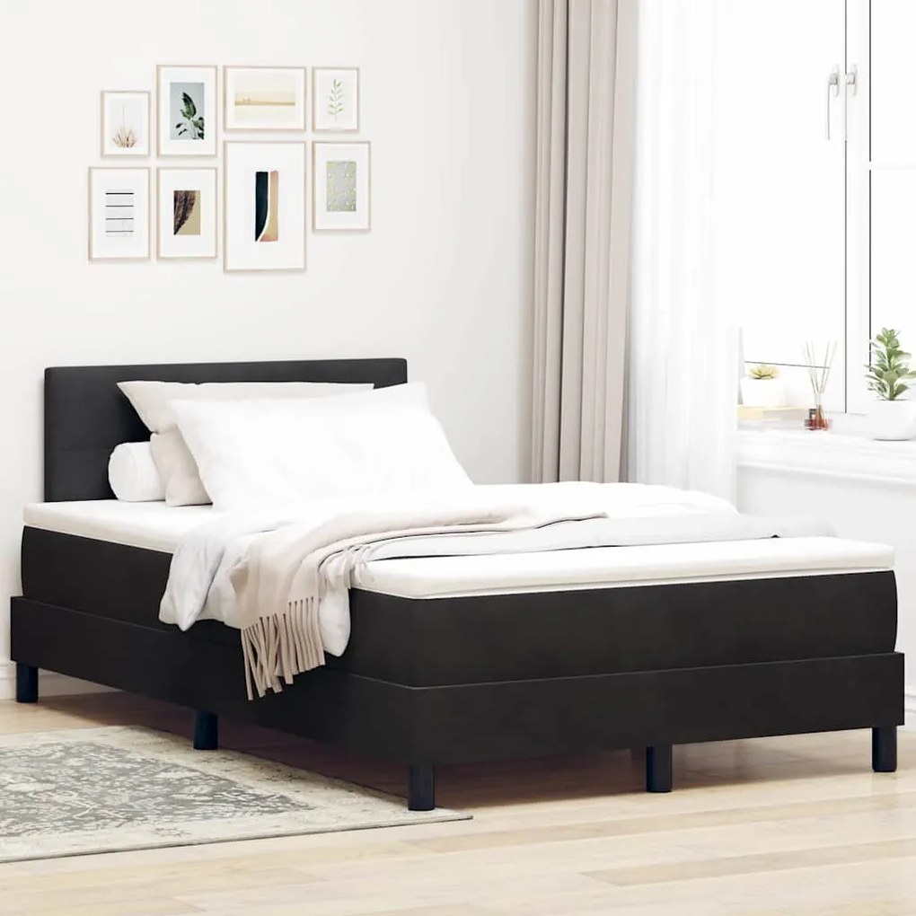 Postel s boxspringem s matrací s čelo Černá 120 x 190 cm samet 3339094