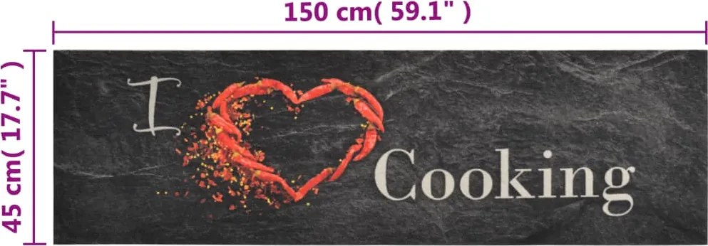 Kuchyňský koberec omyvatelný Vaření černý 45 x 150 cm samet 136549