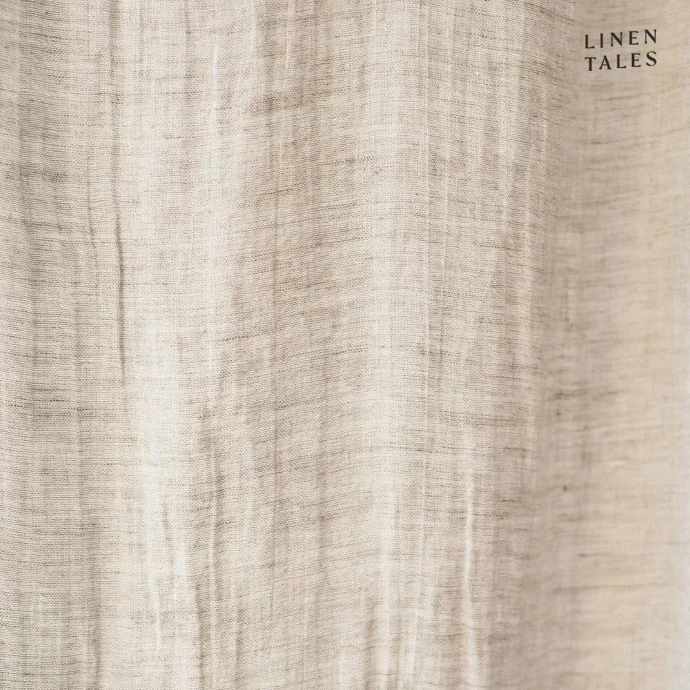 Béžový lněný lehký závěs s poutky Linen Tales Daytime, 250 x 130 cm