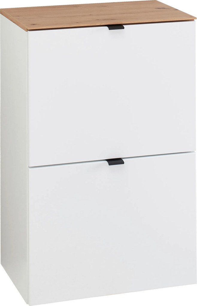 XXXLutz VYKLÁPĚCÍ BOTNÍK, bílá, dub artisan, 55/84/37 cm Voleo - Výklopné botníky - 002737045509