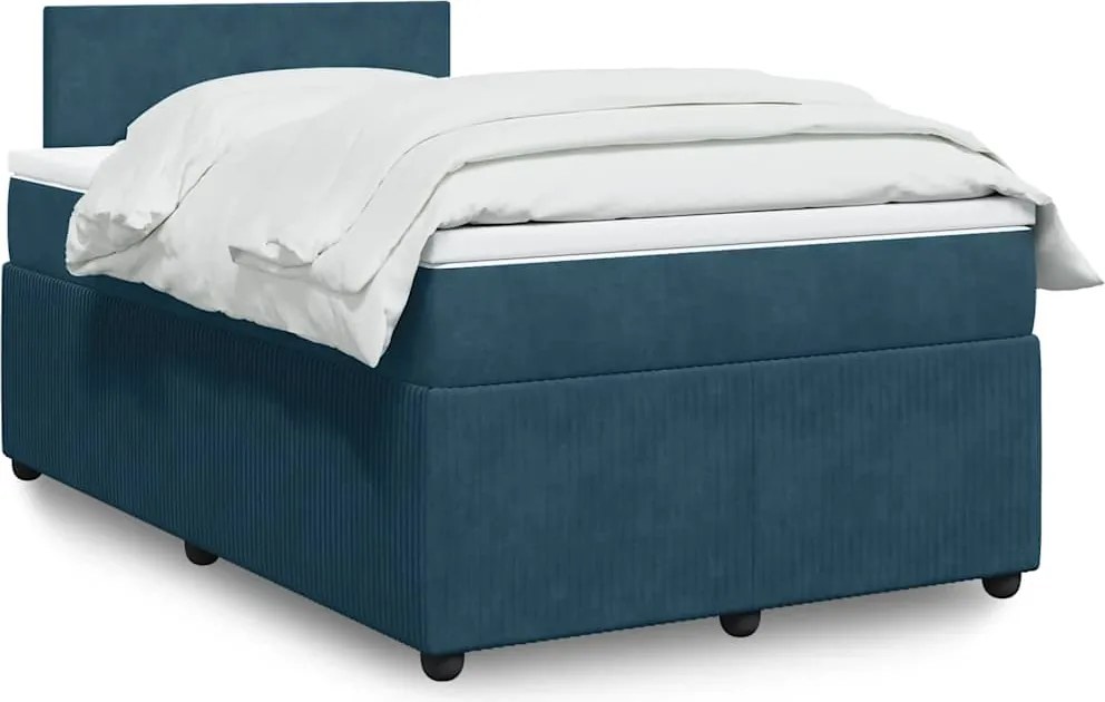 Box spring postel s matrací modrá 120 x 190 cm samet 3289984